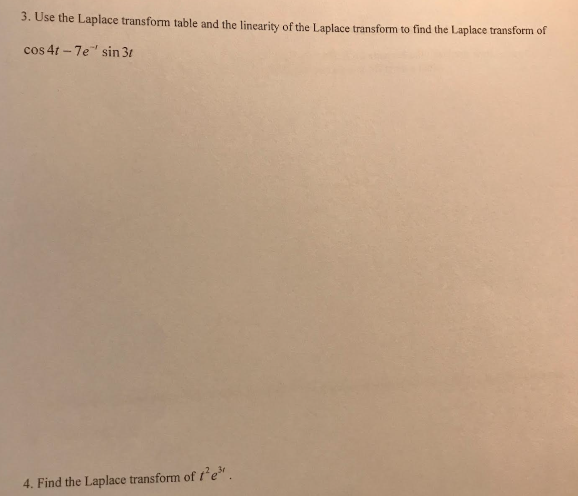 Solved 3. Use the Laplace transform table and the linearity | Chegg.com