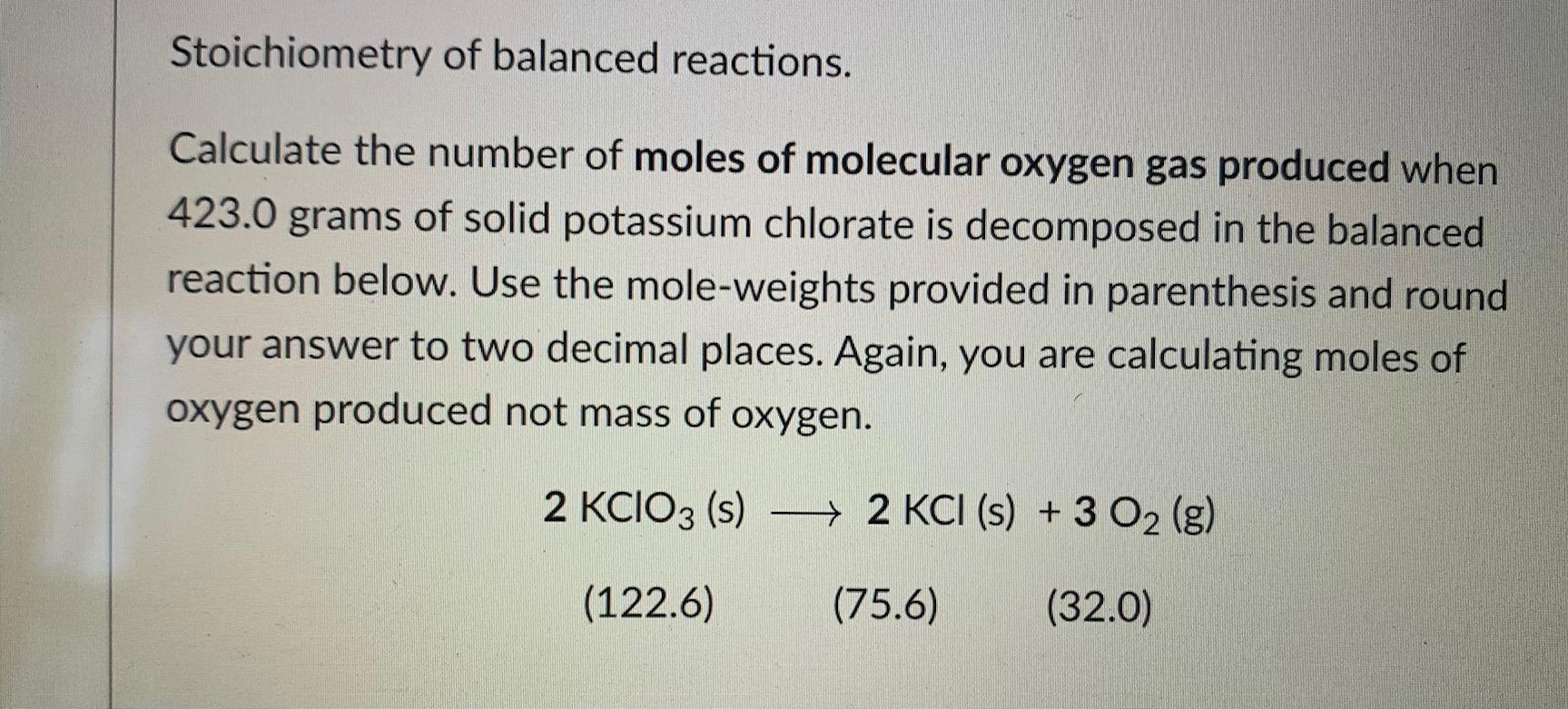 Solved Stoichiometry of balanced reactions. Calculate the | Chegg.com