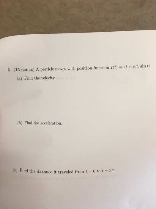 Solved A particle moves with position function r(t) = (t, | Chegg.com