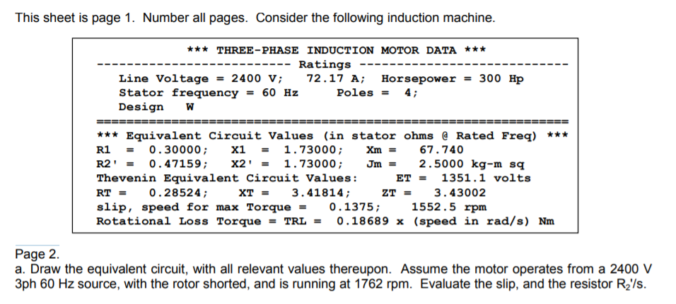 Solved This sheet is page 1. Number all pages. Consider the | Chegg.com