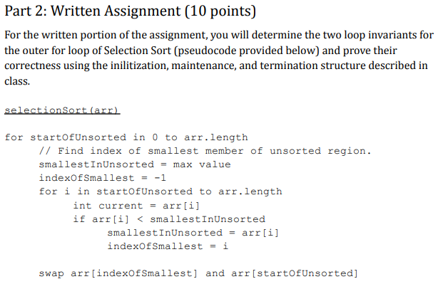 Solved Part 2: Written Assignment (10 points) For the | Chegg.com