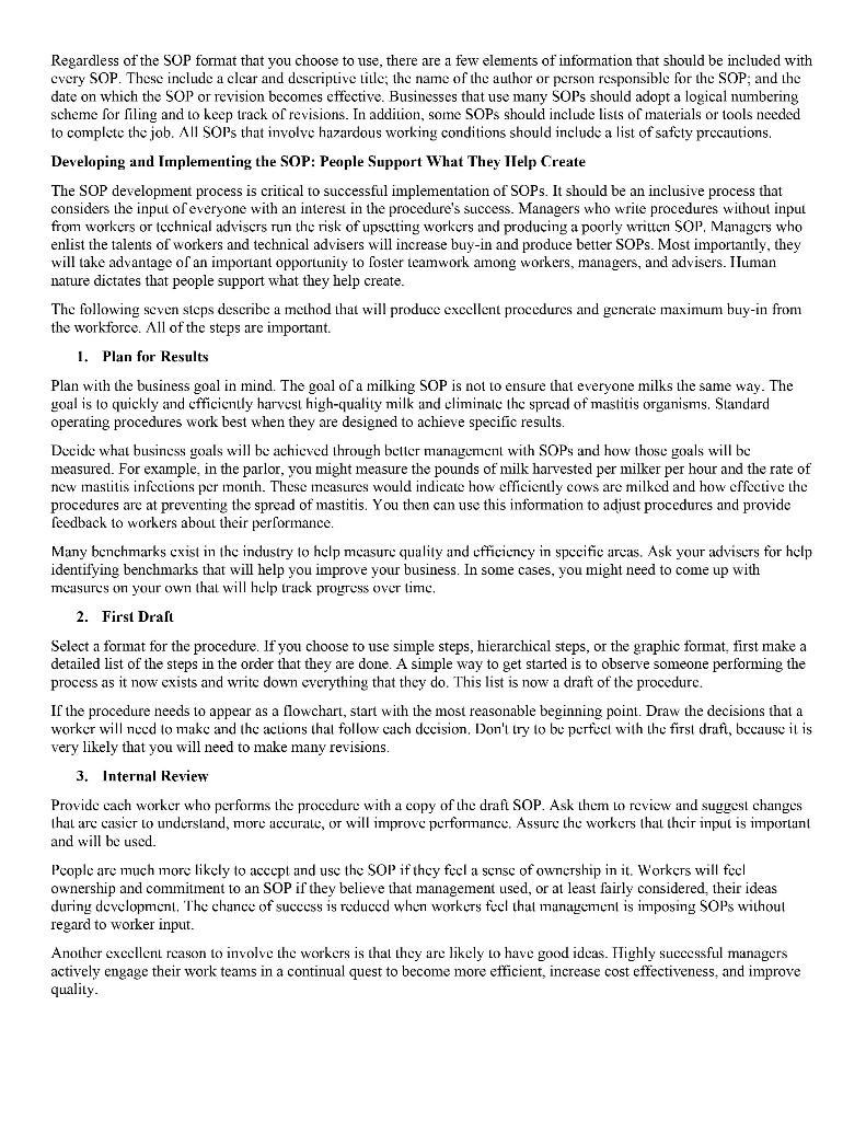 Solved Standard Operating Procedures: A Writing Guide | Chegg.com