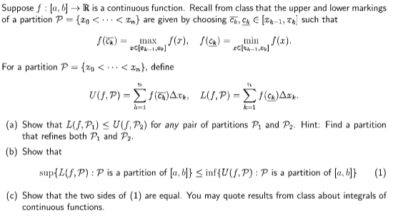 Solved Suppose 1 06 → R Is A Continuous Function Recall 