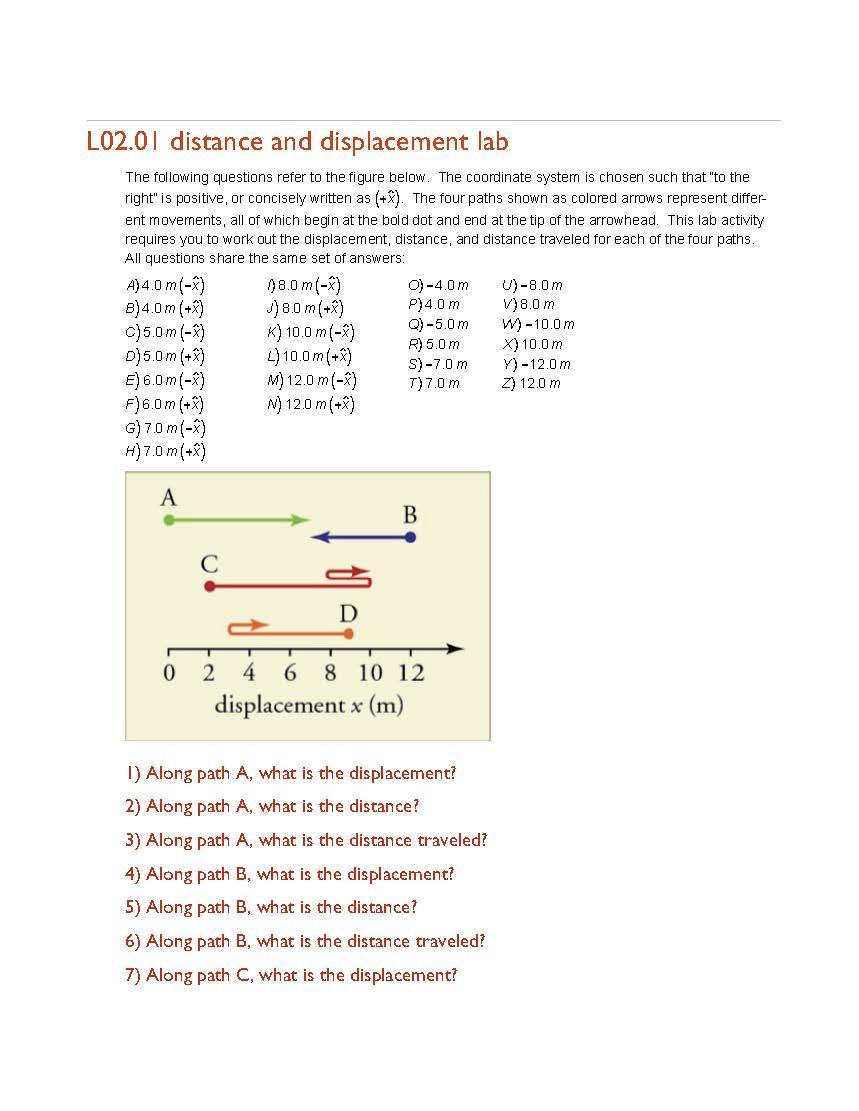 Solved L02.01 distance and displacement lab The following | Chegg.com