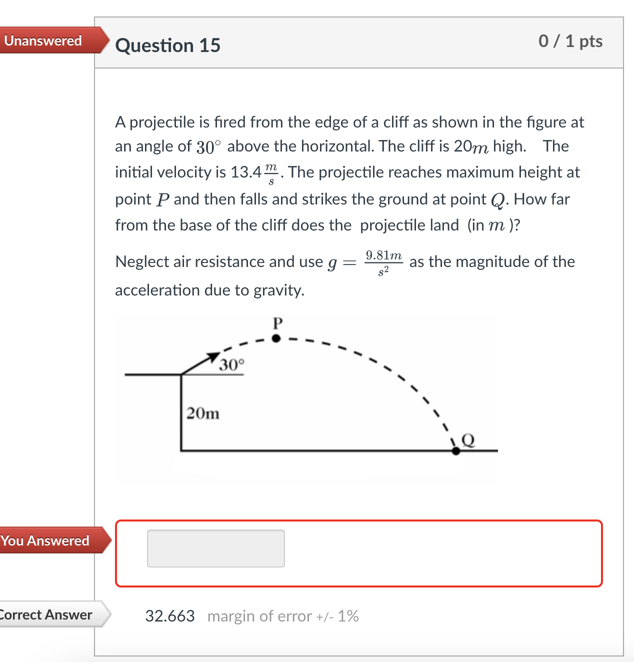 Solved A projectile is fired from the edge of a cliff as | Chegg.com