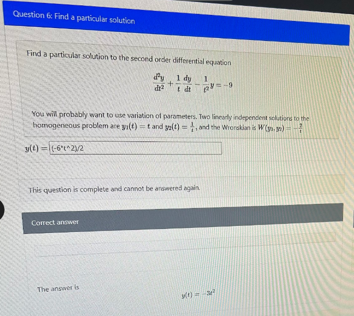 Solved Find a particular solution to the second order | Chegg.com