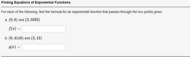 Solved Finding Equations of Exponential Functions For each | Chegg.com