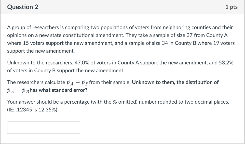 Solved A group of researchers is comparing two populations | Chegg.com