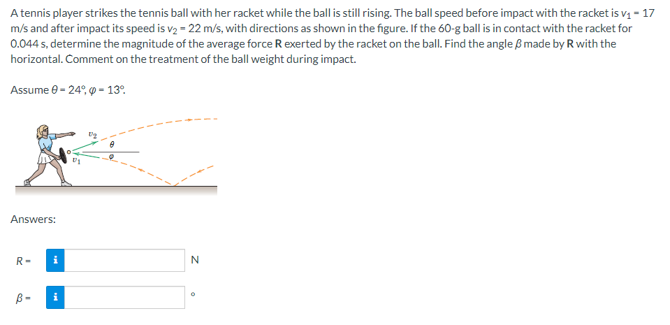 Solved A tennis player strikes the tennis ball with her | Chegg.com