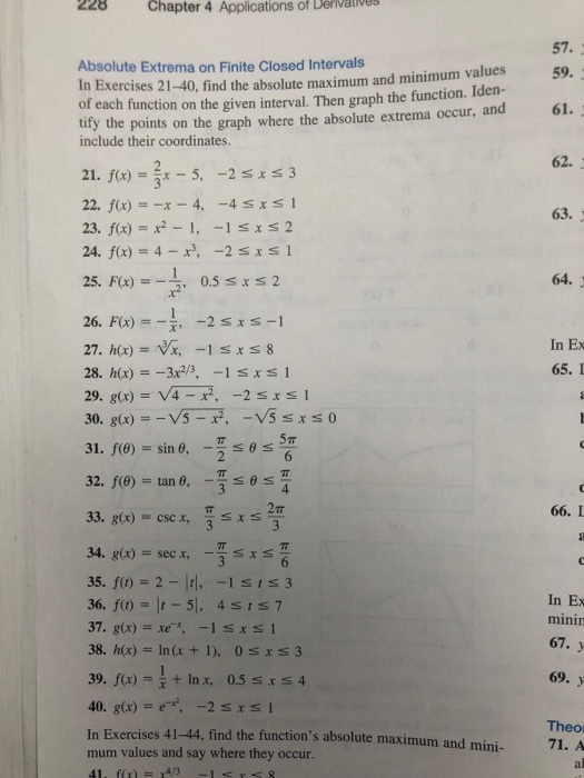 Solved 228 Chapter 4 Applications of Derivaives Absolute | Chegg.com
