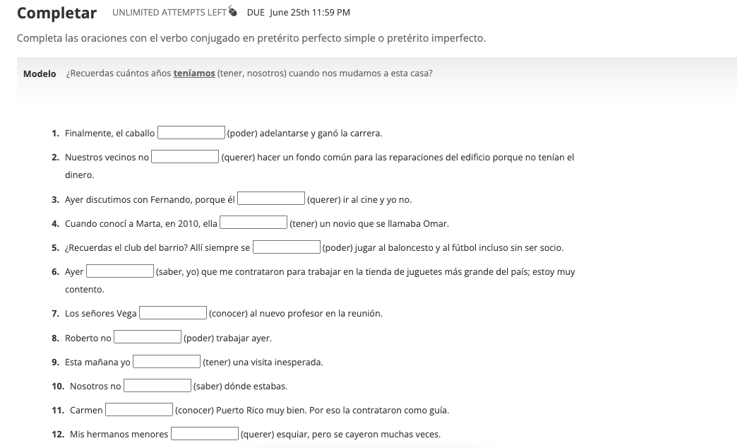 Completar UNLIMITED ATTEMPTS LEFT DUE June 25th 11:59 | Chegg.com