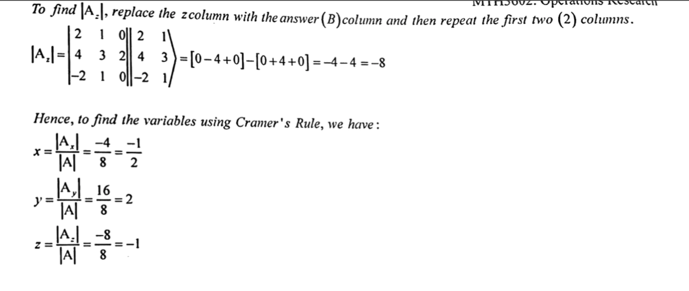 Solved QUESTION : SOLVE USING EITHER THE CRAMER'S RULE | Chegg.com