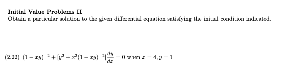 Solved Initial Value Problems IIObtain a particular solution | Chegg.com