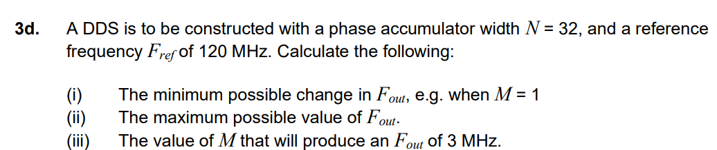 Solved 3d. A DDS is to be constructed with a phase | Chegg.com