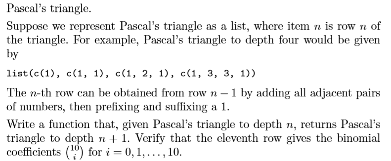 Pascal's triangle. Suppose we represent Pascal's | Chegg.com