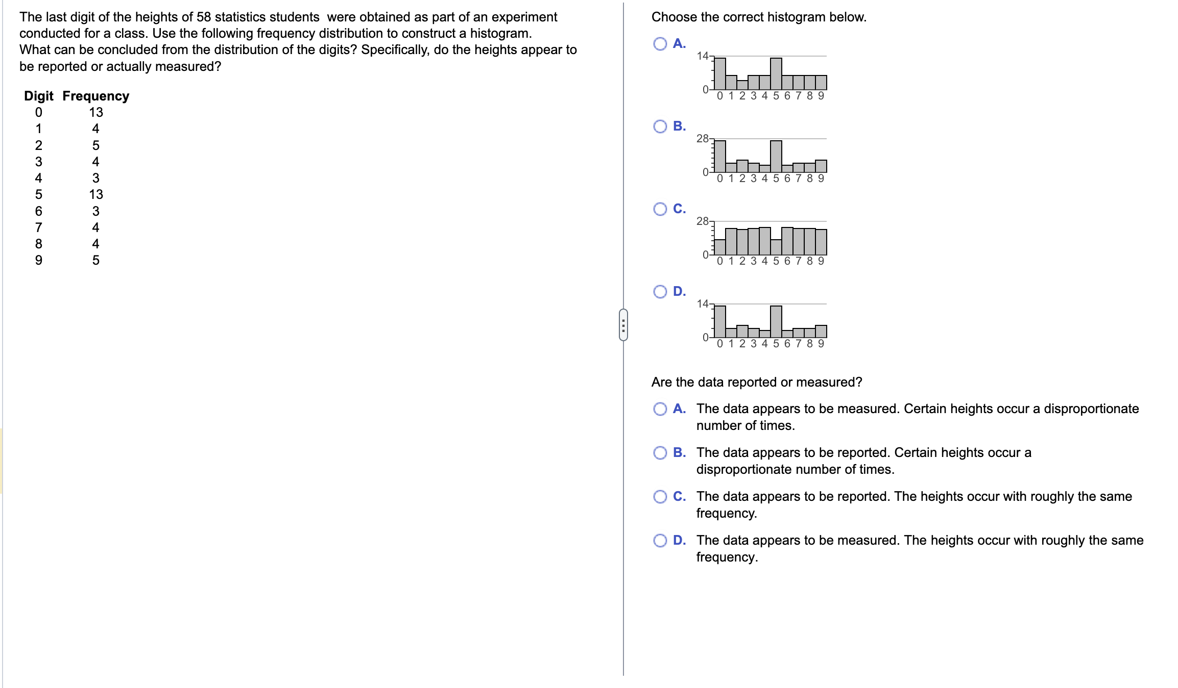 Solved The last digit of the heights of 58The last digit of | Chegg.com
