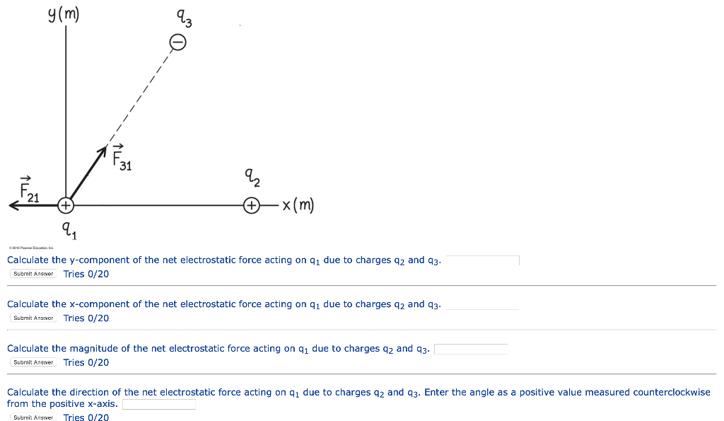 Solved Three point charges lie in the x-y plane as shown in | Chegg.com