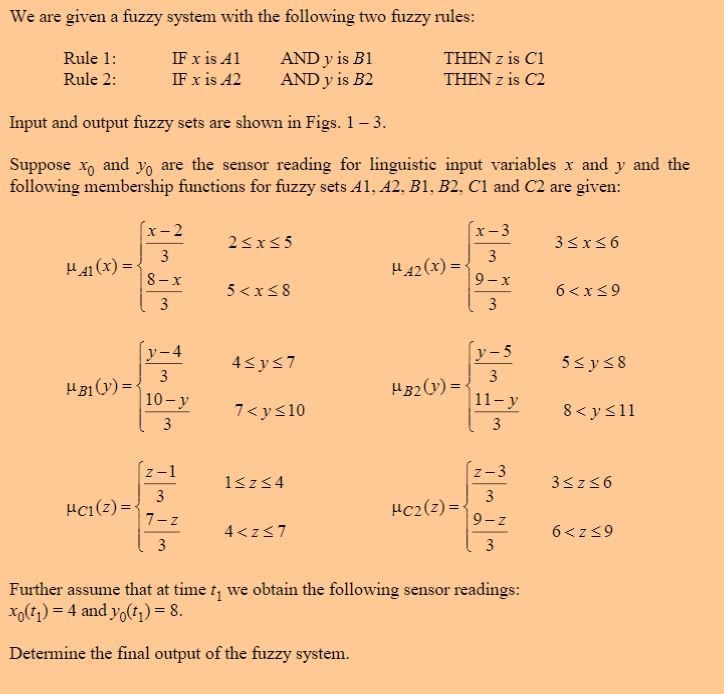 We are given a fuzzy system with the following two | Chegg.com