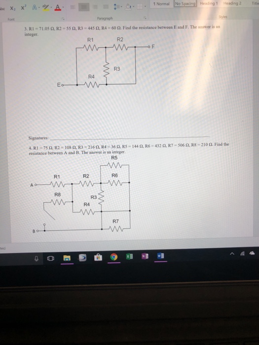 Solved 1 Normal No Spacing Heading 1 Heading 2 Title 3, R1 = | Chegg.com