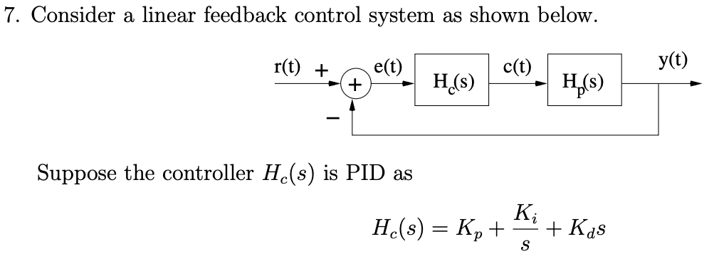 Solved 7. Consider a linear feedback control system as shown | Chegg.com