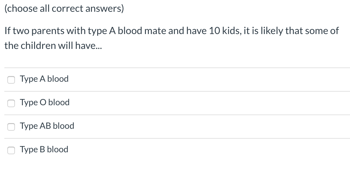 Solved (choose all correct answers) If two parents with type | Chegg.com