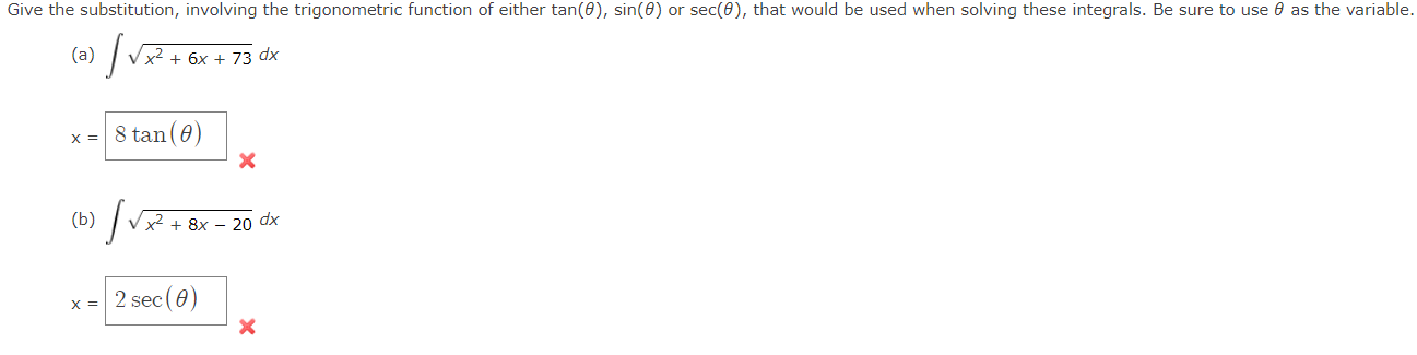Solved Give the substitution, involving the trigonometric | Chegg.com