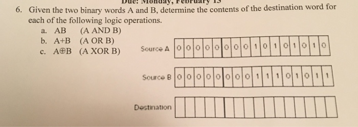 Solved Given the two binary words A and B, determine the | Chegg.com