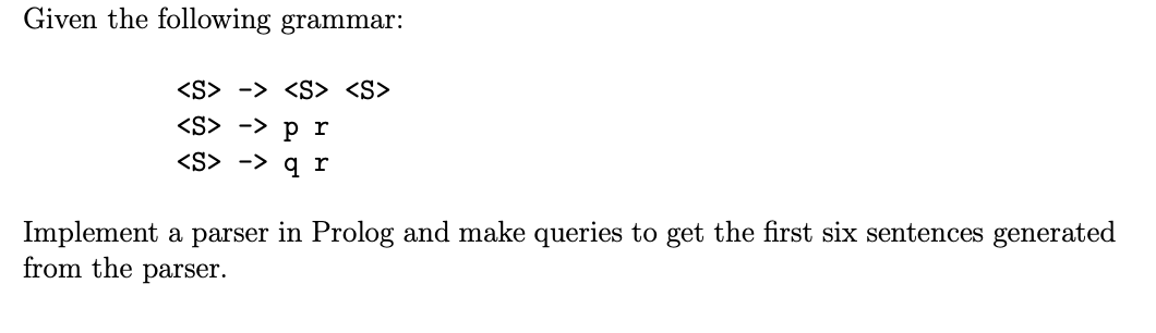 Solved Given the following grammar: -> -> pr | Chegg.com