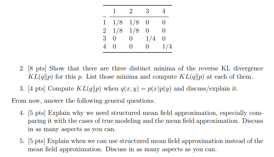 4. Mean Field Approximation [30 points] = Assume that | Chegg.com