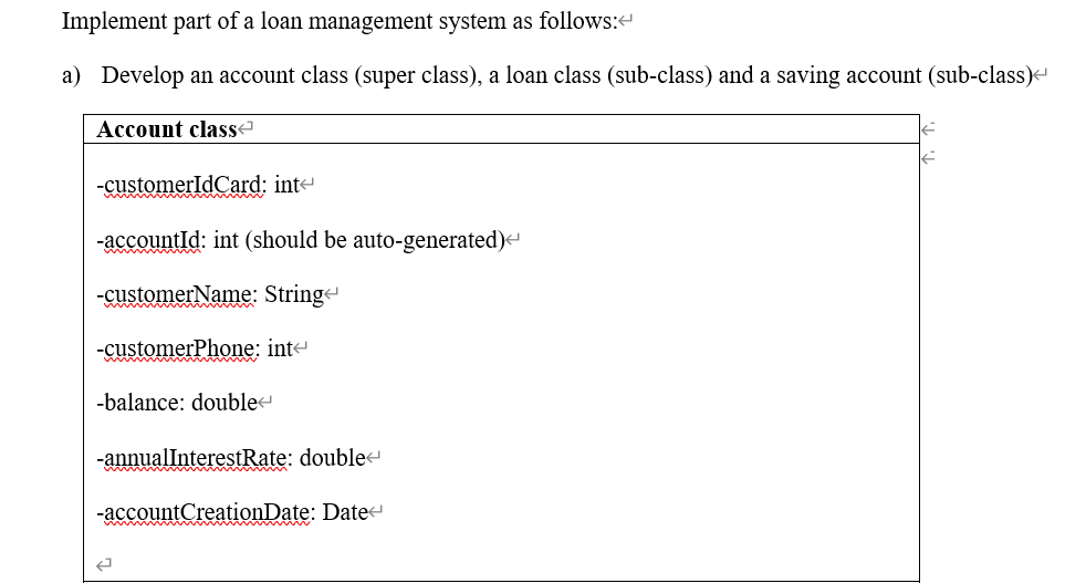 Solved Implement part of a loan management system as | Chegg.com