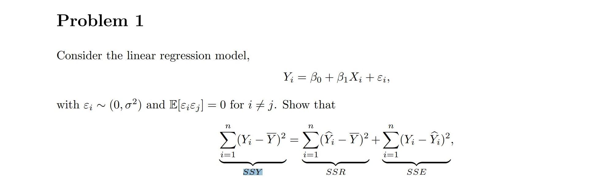 Solved Consider the linear regression model, Yi=β0+β1Xi+εi, | Chegg.com