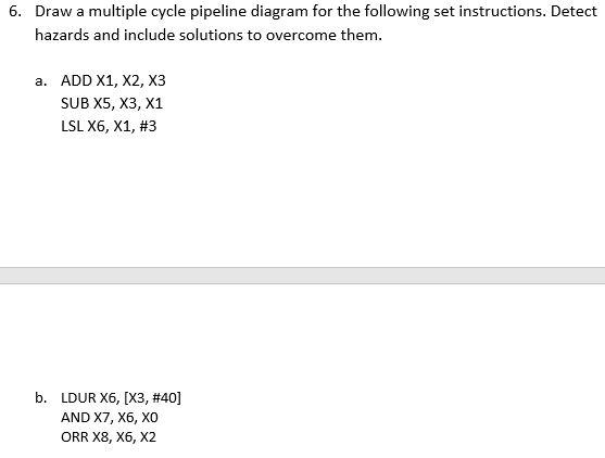 Solved 6. Draw a multiple cycle pipeline diagram for the | Chegg.com