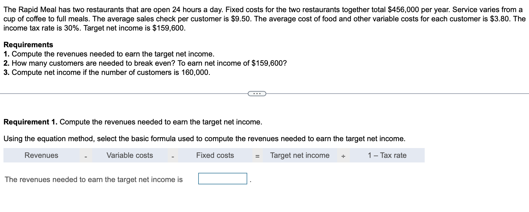 Solved The Rapid Meal has two restaurants that are open 24 | Chegg.com