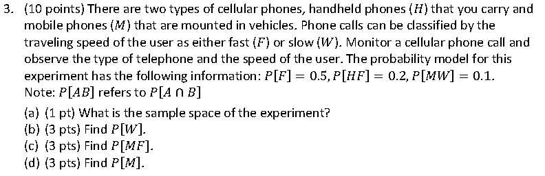 Solved (10 points) There are two types of cellular phones, | Chegg.com