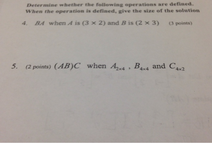 Solved Determine whether the following operations are | Chegg.com