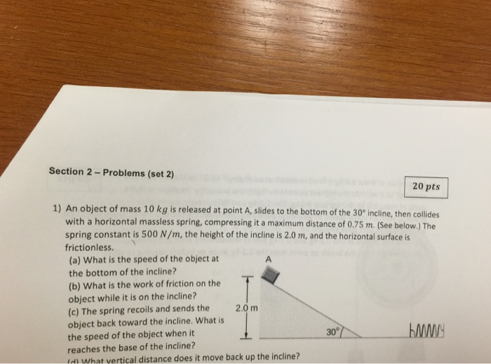 Solved Section 2 Problems (set 2) 20 pts 1) An object of | Chegg.com