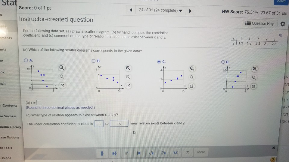 Solved Save Stat Score: 0 of 1 pt 24 of 31 (24 complete) HW | Chegg.com