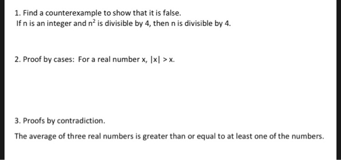 Solved 1. Find a counterexample to show that it is false. If | Chegg.com