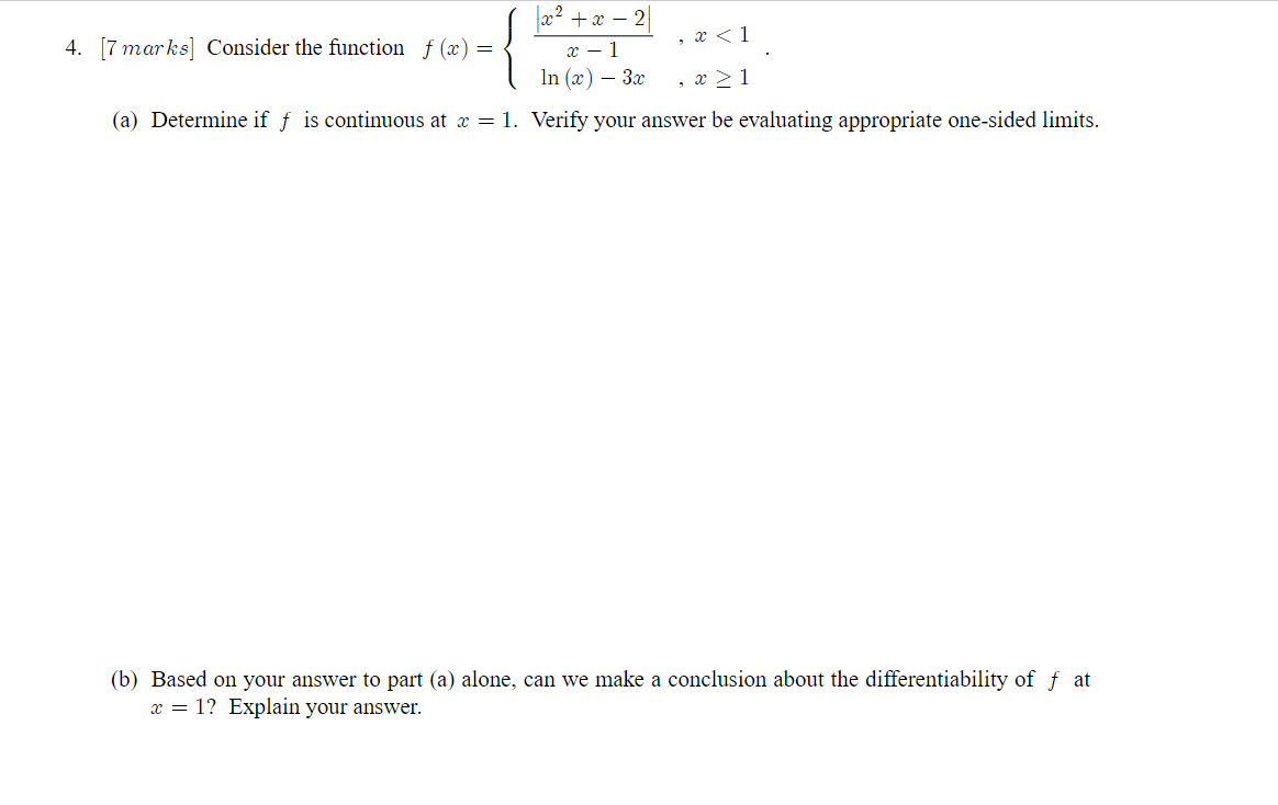 Solved [7 marks] Consider the function | Chegg.com