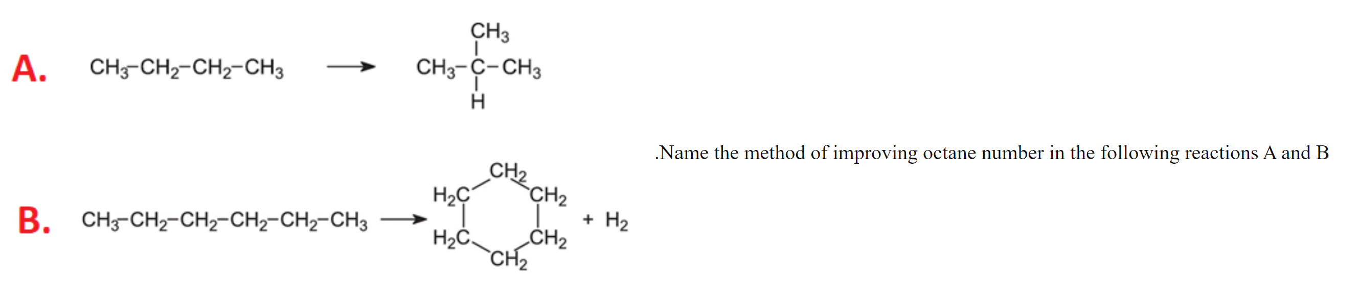 Solved Name the method of improving octane number in the | Chegg.com