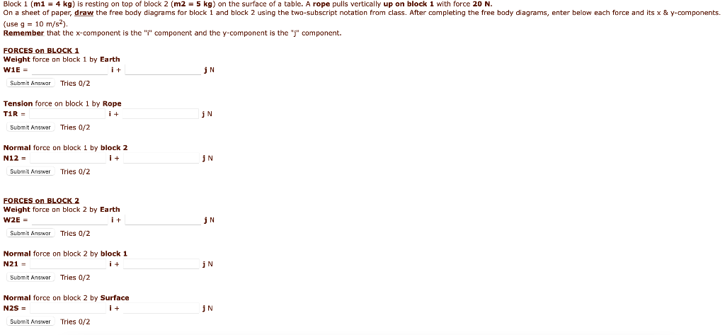 Solved Block 1 (m1 = 4 kg) is resting on top of block 2 (m2 | Chegg.com
