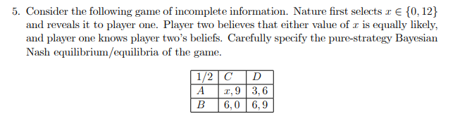 5. Consider the following game of incomplete | Chegg.com