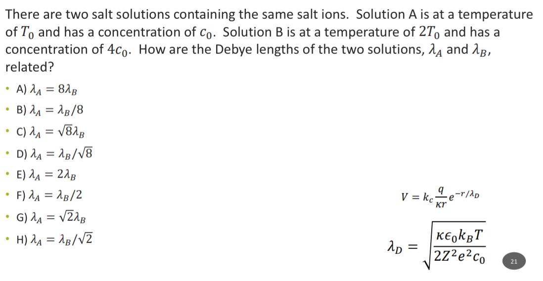 Solved a . = There are two salt solutions containing the | Chegg.com