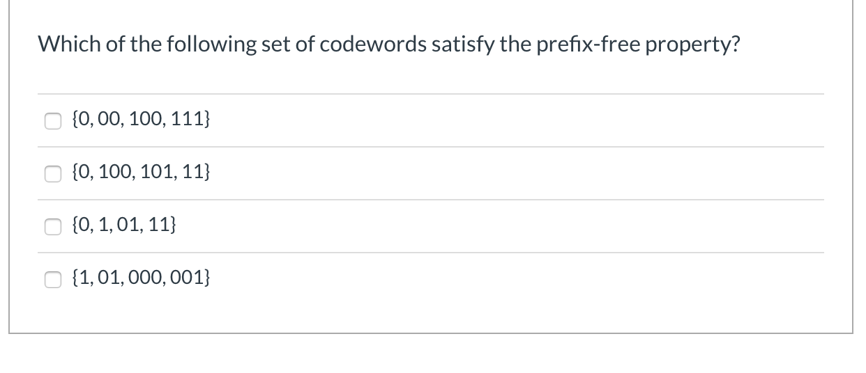 Solved Which Of The Following Set Of Codewords Satisfy The