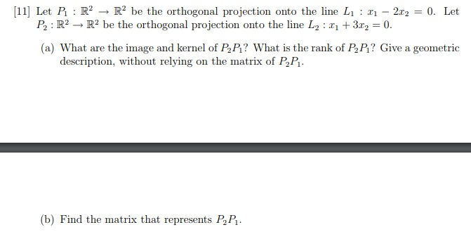 Solved [11] Let P : R2 → R2 be the orthogonal projection | Chegg.com