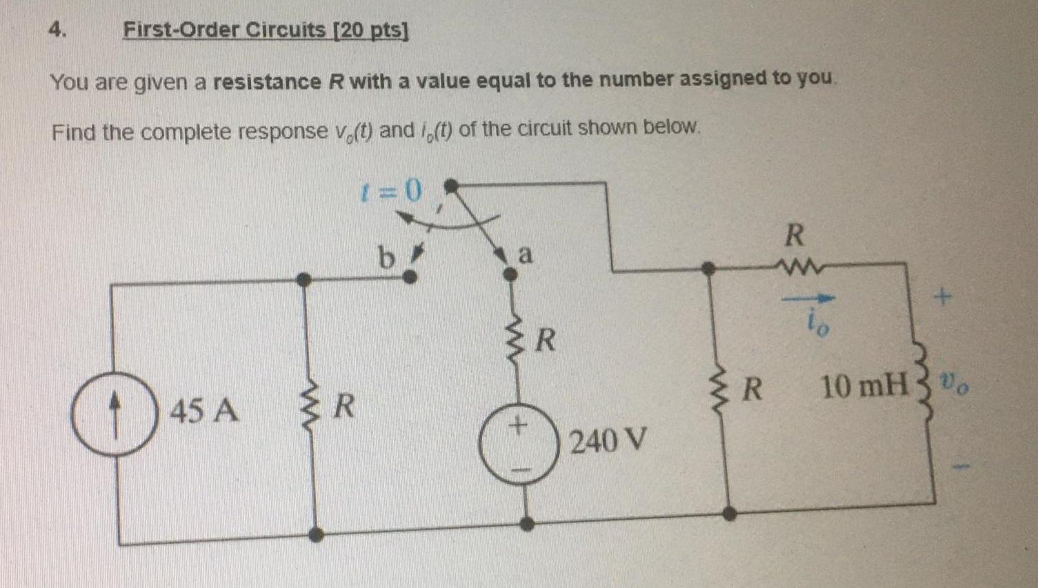 Solved 4. First-Order Circuits [20 pts] You are given a | Chegg.com