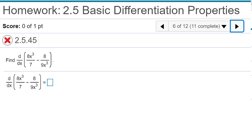 Solved Homework: 2.5 Basic Differentiation Properties Score: | Chegg.com