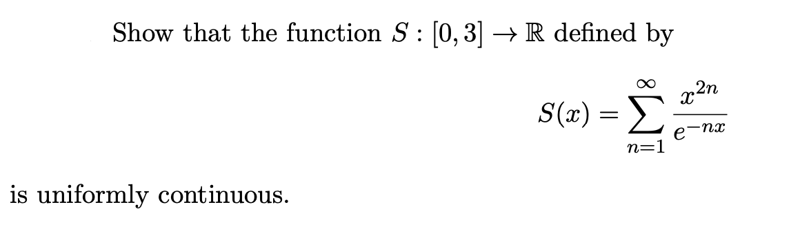 Show that the function S:[0,3]→R defined by | Chegg.com
