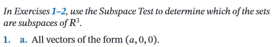 Solved In Exercises 1-2, use the Subspace Test to determine | Chegg.com