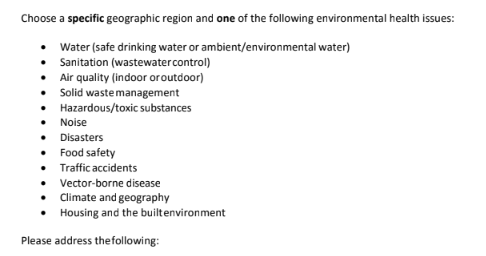 Solved Choose a specific geographic region and one of the | Chegg.com